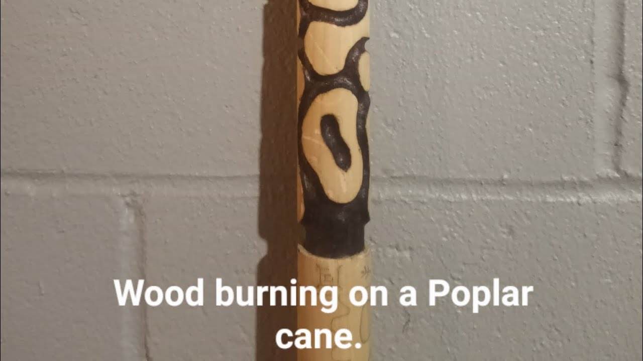 Wood burning a Poplar Walking cane. - YouTube