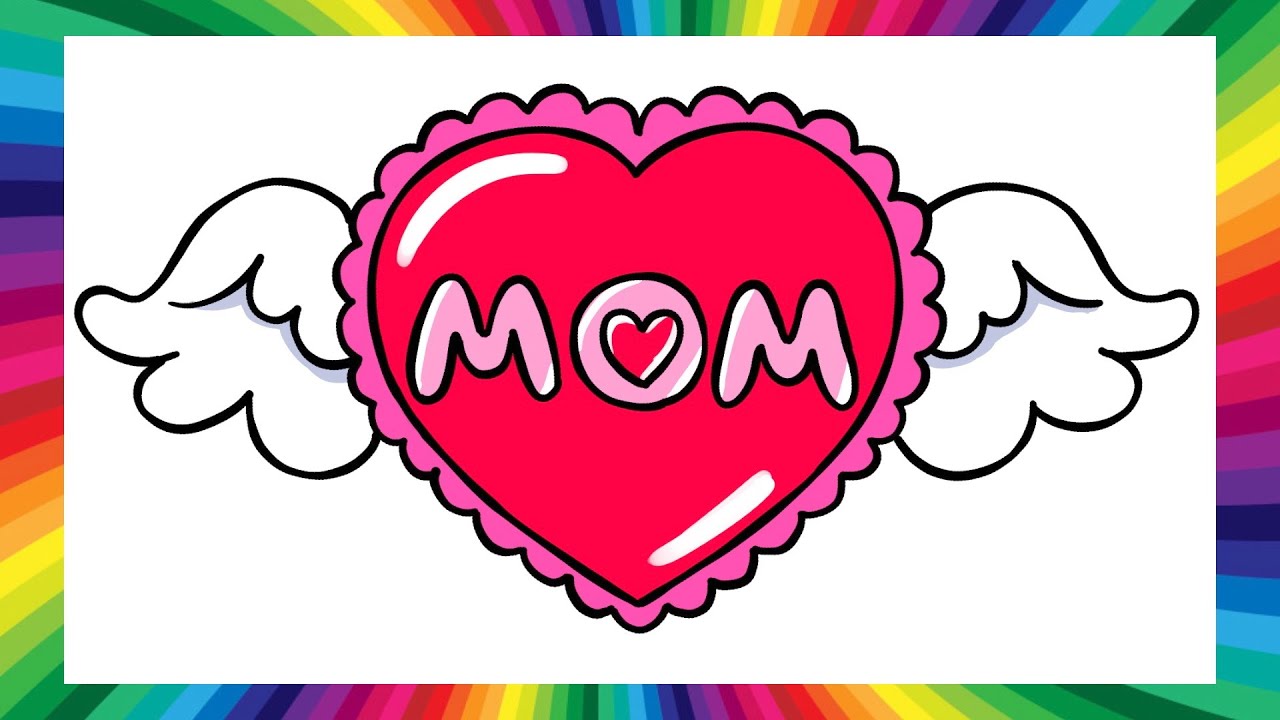 How to Draw MOM HEART ️🧡💛 Birthday Card, EASY Drawing - YouTube