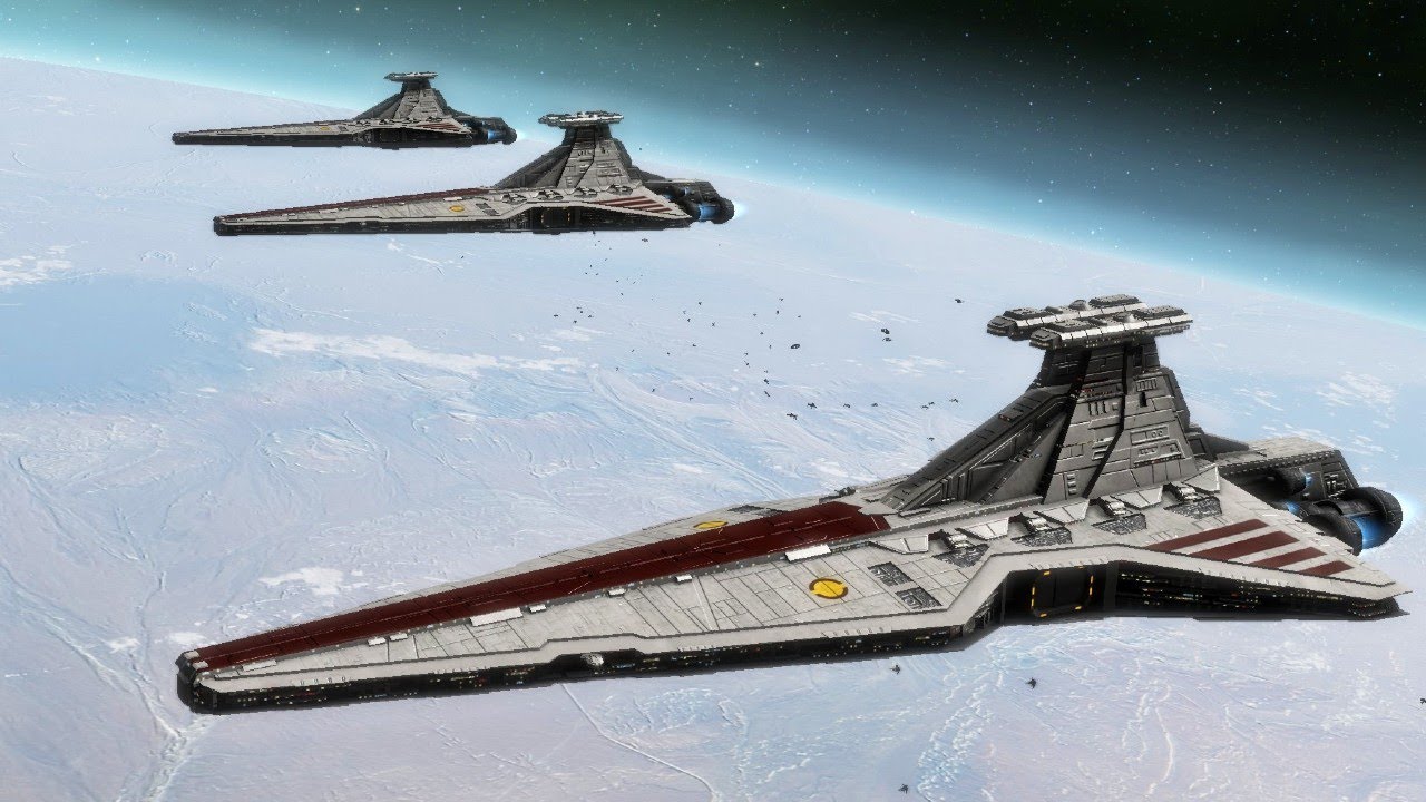 3 Venators vs 3 ISD1 - Star Wars: Empire At War Remake NPC Battle - YouTube