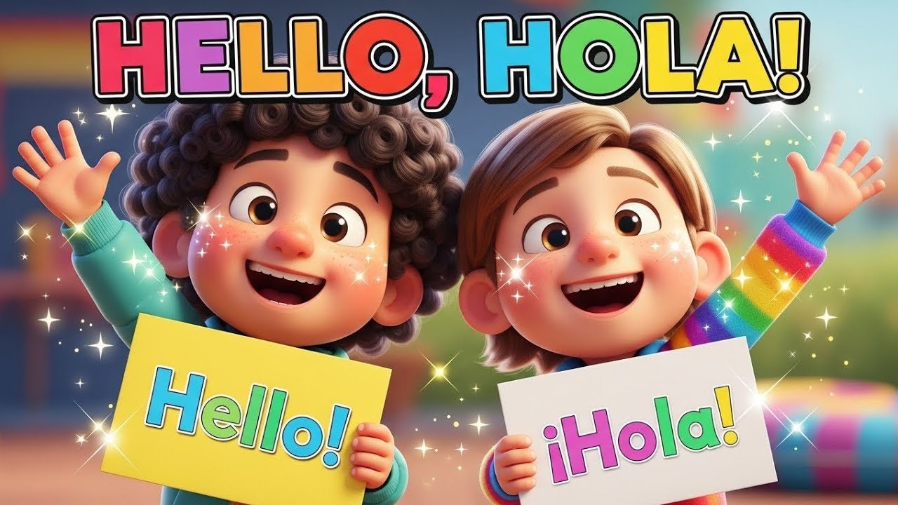 Hello, Hola! 👋🌈 Learn Spanish + English Magic Words for Kids | Nursery ...