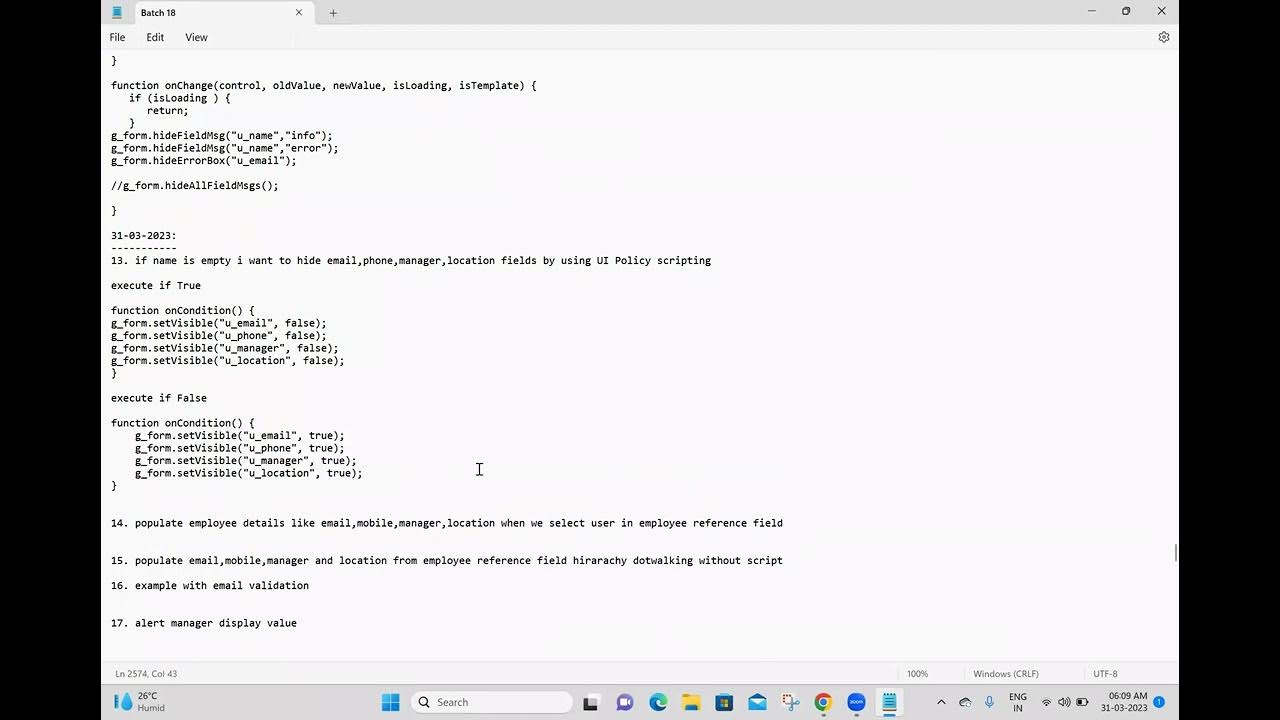 Batch 18 - Servicenow Class 38 | Client Script with GlideForm and ...
