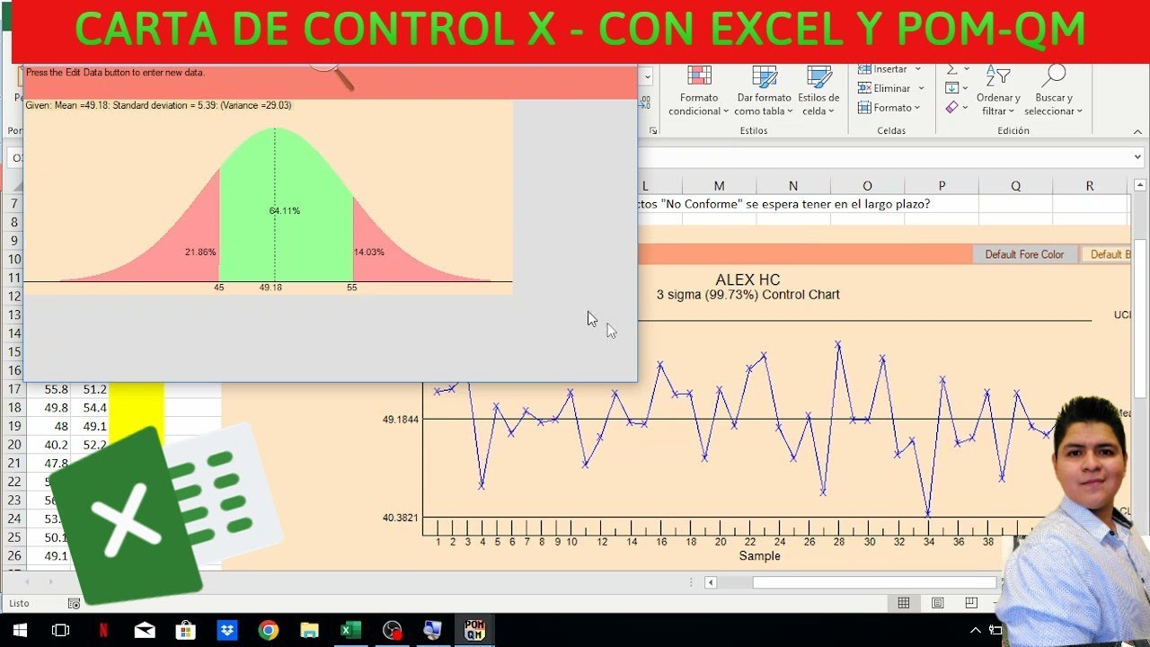🔥 "CARTA DE CONTROL X̄ 📊 con Excel y POM-QM 🚀 ¡Six Sigma FÁCIL y RÁPIDO ...