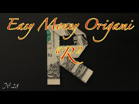 $1 Money Origami Letter “R” US dollar bill origami, Gift idea / お札で折り紙
