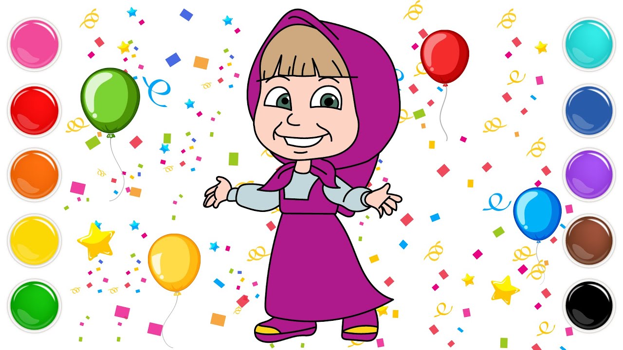 How To Draw Masha | Step By Step Masha Draw color Toddlers Painting🌈 ...