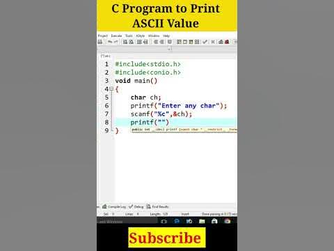 C Program to Print ASCII Value of Character #shorts #clanguage #ccoding #viralshorts - YouTube
