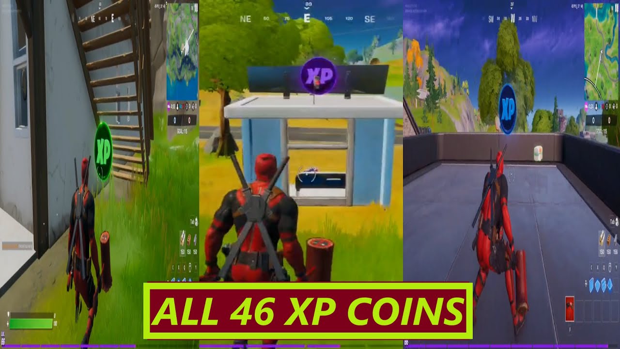 All *46* XP COINS Locations in Fortnite Week 1-4 (GREEN, BLUE & PURPLE ...