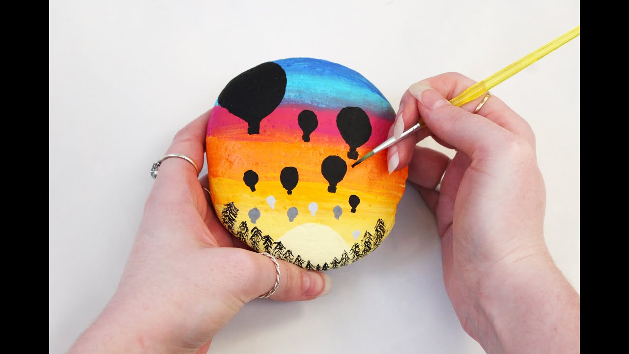 Hot Air Balloons Painted Rock | Step-by-Step Tutorial - YouTube