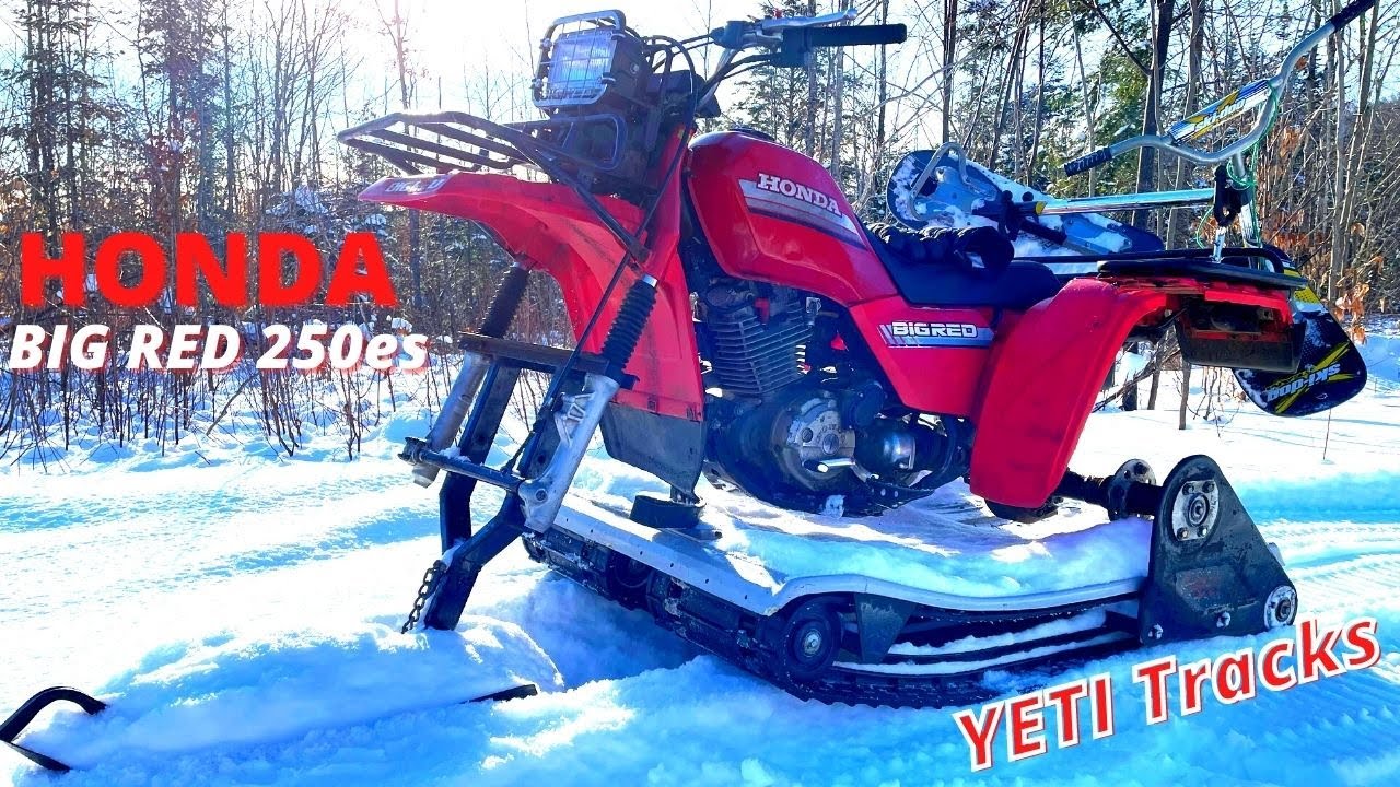 Honda ATC Big Red YETI tracks kit on the Acreage - YouTube