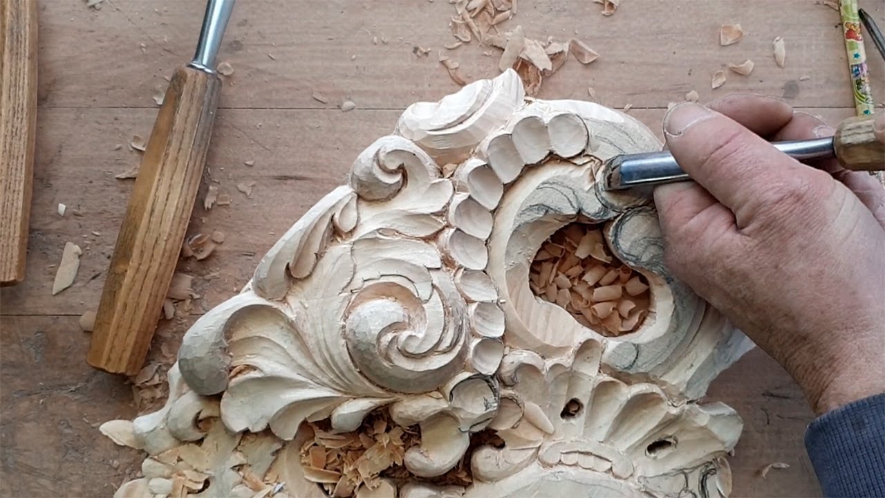 Carved wooden stand - YouTube