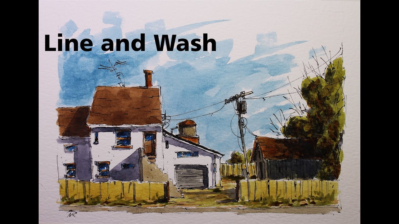 A quick and Easy style Line and Wash Great lesson for beginners By Nil ...