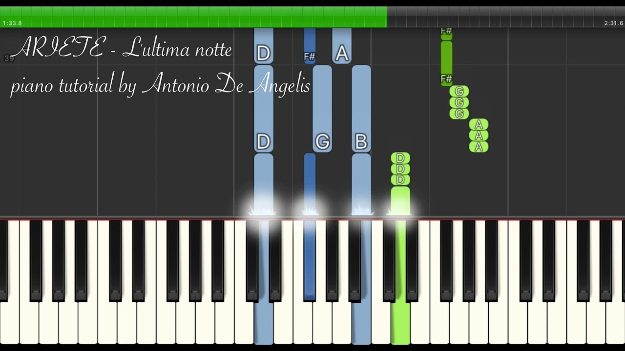 Ariete - L'ultima notte - piano tutorial by Antonio De Angelis - YouTube