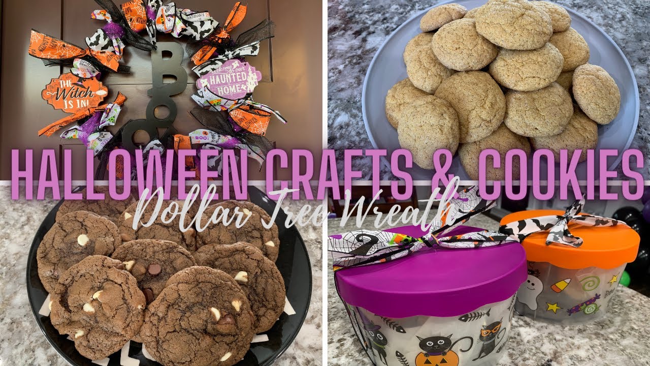 Halloween Crafts and Cookies // Dollar Tree Wreath - YouTube