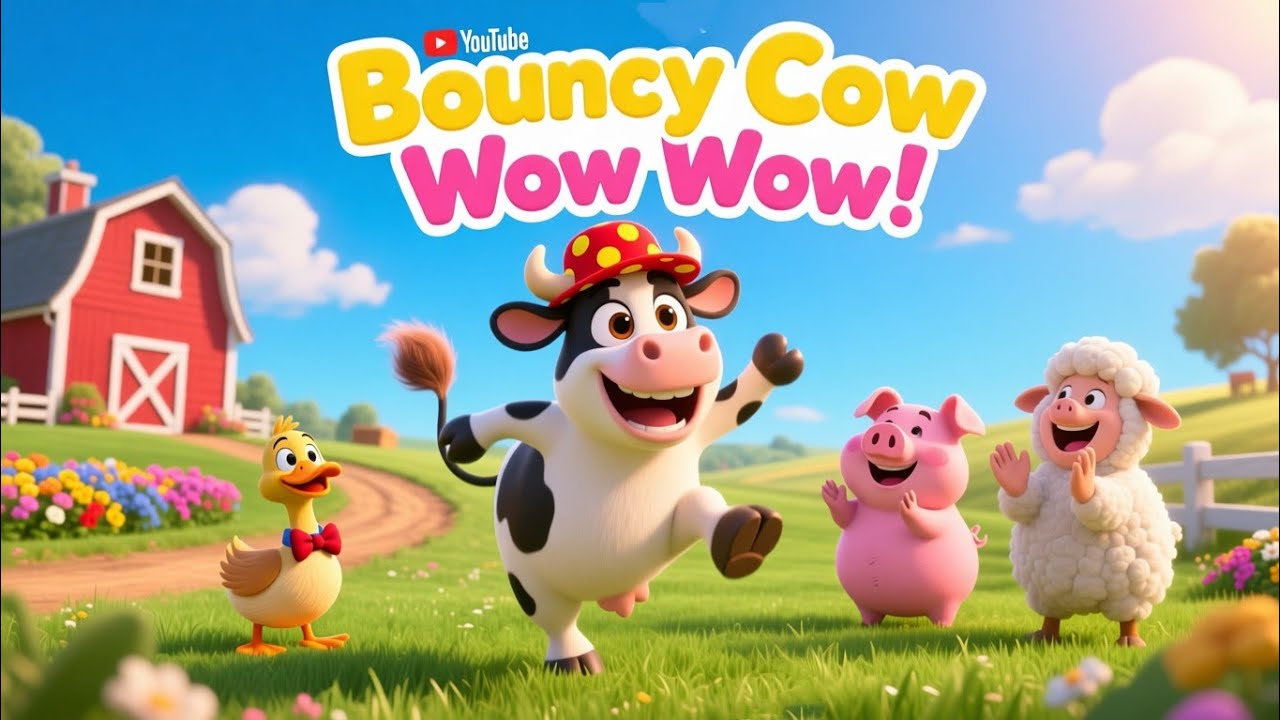 "🐮 Bouncy Cow Wow Wow! | Funny Dancing Cow Song for Kids | English ...