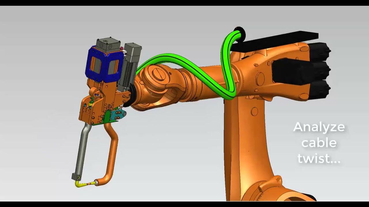Tecnomatix Process Simulate Robotic Cable Simulation - YouTube