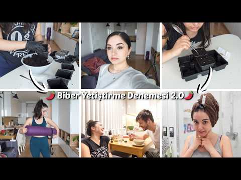 VLOG | Yine Biber Tohumu Ekiyorum KISMET | Kocama Beğendiremediğim Yemekler xd | Güncel Cilt Bakımım
