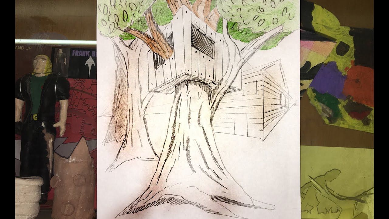 How to Draw a Tree House Using Two-Point Perspective - YouTube