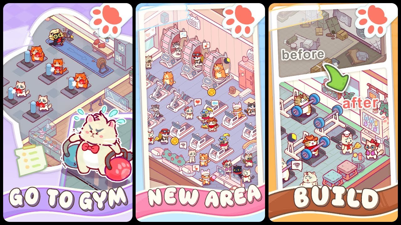 Kitty Gym - Idle Cat Games Game Android Gameplay - YouTube