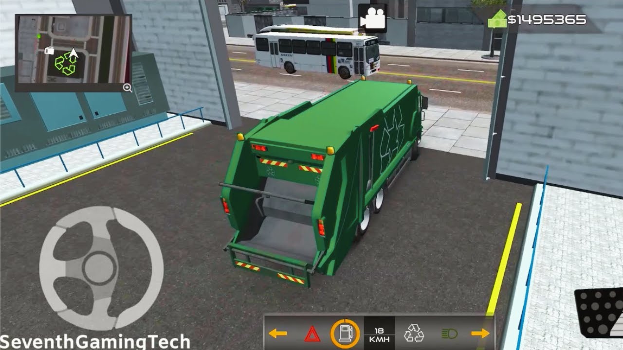 Classic Green Garbage Truck City Environment Truck Simulator Mobile ...