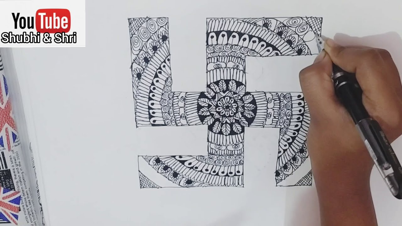 Beautiful swastik mandala art /easy and simple - YouTube