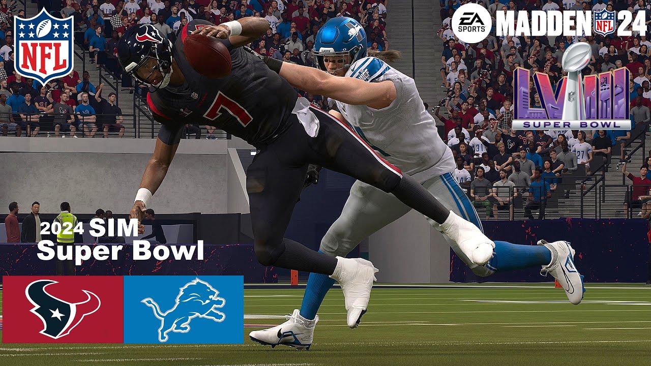 Madden 24 Super Bowl 58 Houston Texans vs Detroit Lions Full Simulation ...