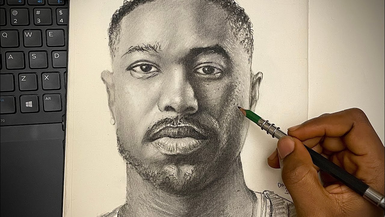 HOW TO DRAW A REALISTIC PORTRAIT OF MICHAEL B. JORDAN || WITH CHARCOAL ...