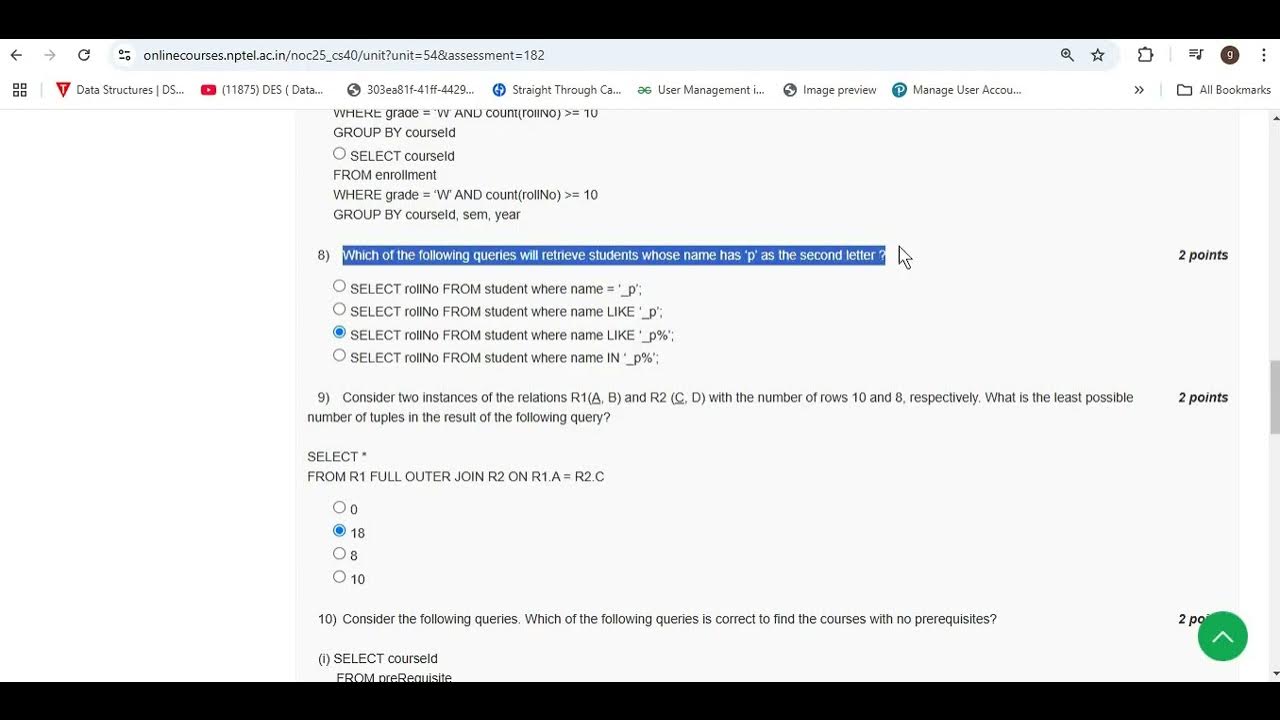 Introduction to Database System week 6 nptel assignment solution 2025 - YouTube