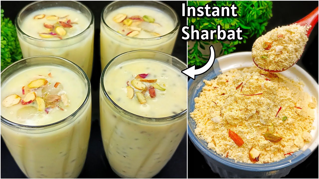 2 Minutes Instant Sharbat Recipe | Custard Sharbat | Summer Drink | New ...