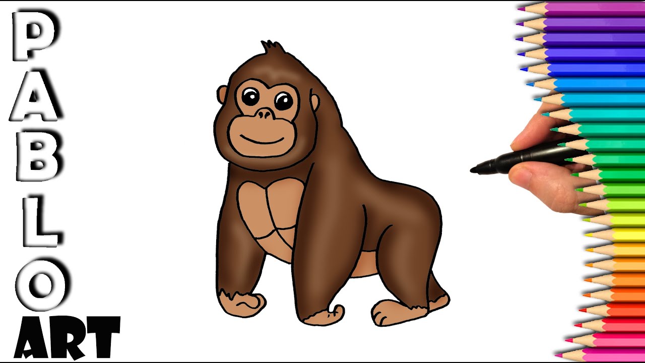 How to draw Gorilla cartoon | Learn to Draw step by step - YouTube