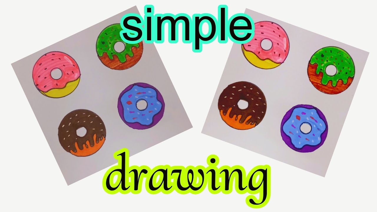 How to Draw cute Doughnuts / drawing doughnut with circles #drawing # ...