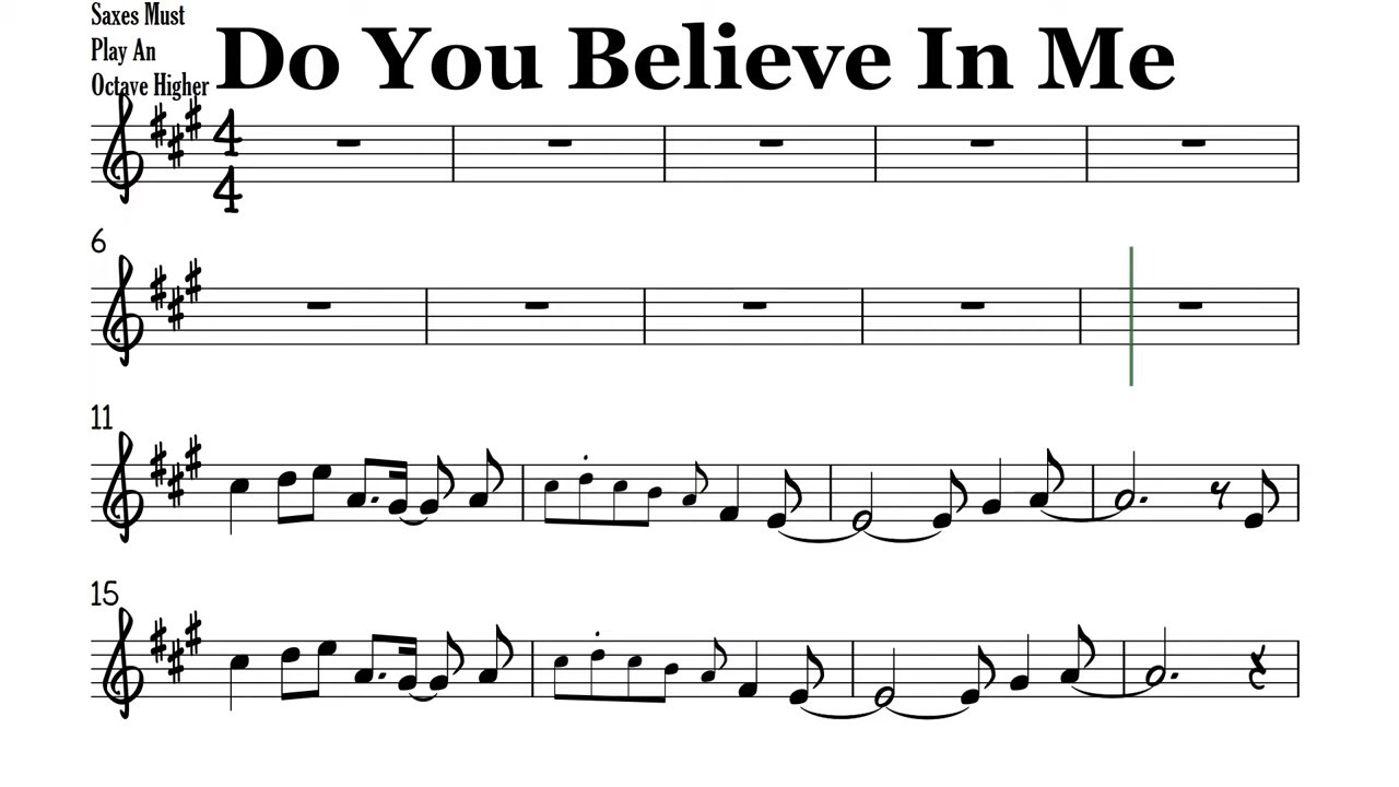 Do You Believe In Me Bb Instruments Sheet Music Backing Track Play ...