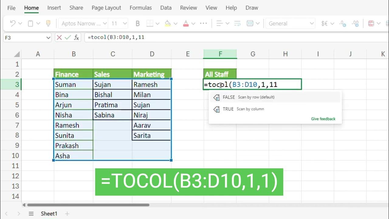 How to Use the TOCOL Function in Excel: Combine 3 Columns into 1 Column (Quick Tutorial) - YouTube