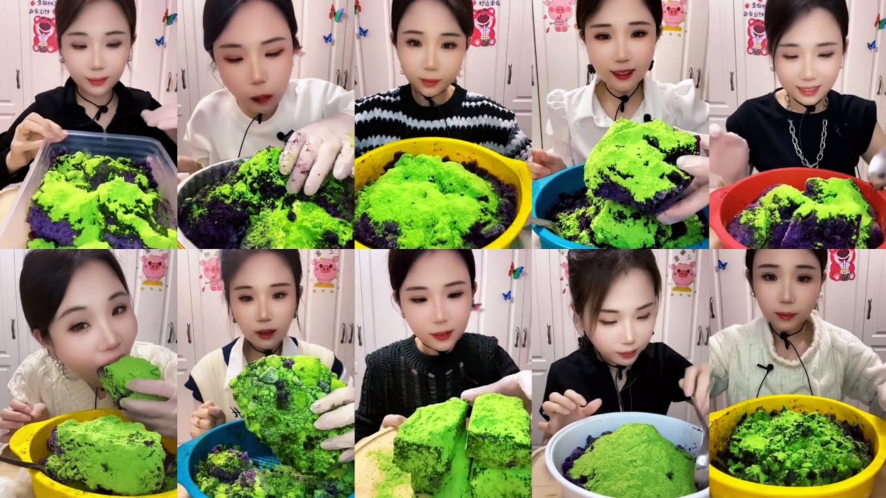 PURPLE SHAVED , FOAM ICE WITH MATCHA POWDER , ICE EATING ASMR 🧊 - YouTube