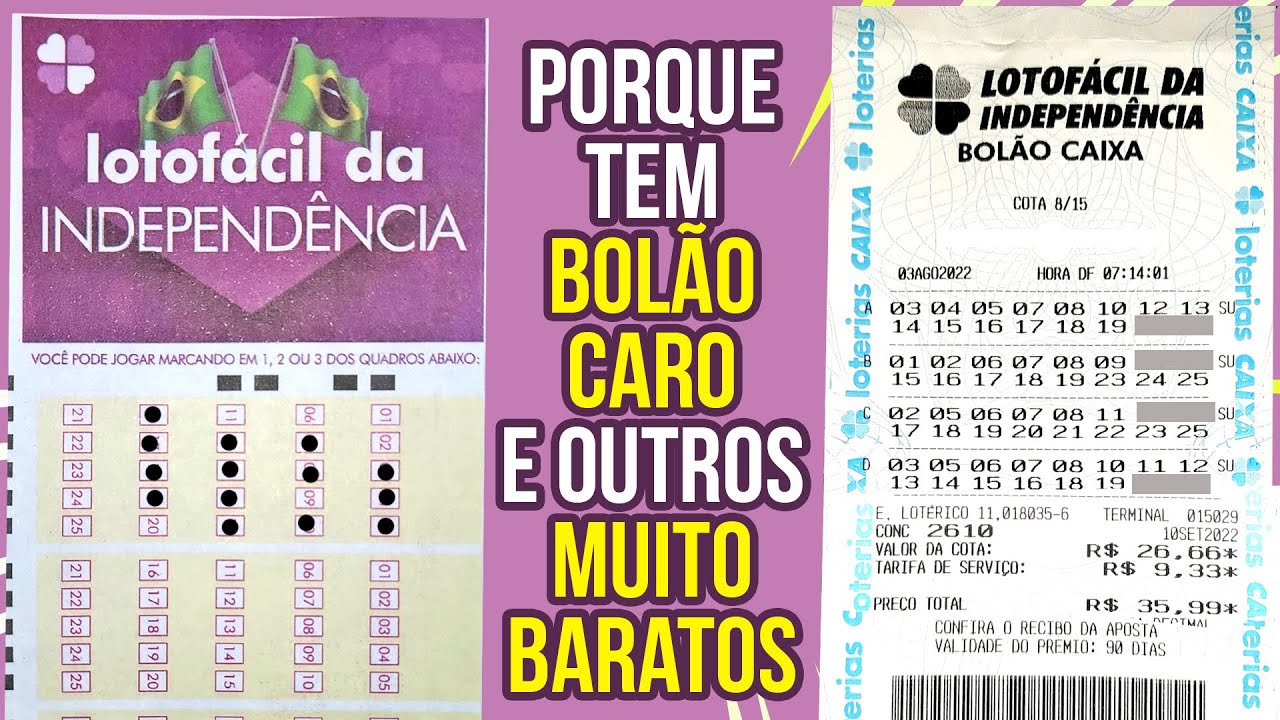 LOTOFÁCIL DA INDEPENDÊNCIA BOLÕES COM VALORES MUITO ALTOS E OUTROS ...