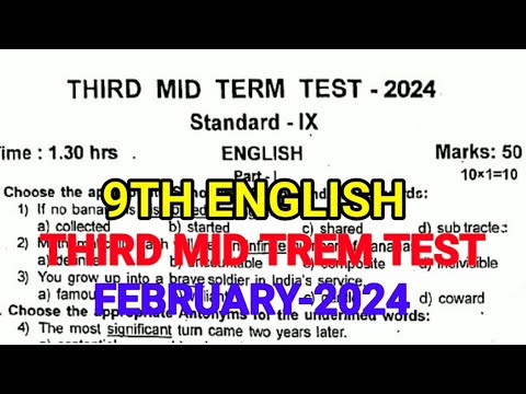 9TH ENGLISH THIRD MID TERM TEST FEBRUARY MARCH-2024 OFFICIAL ORIGINAL ...