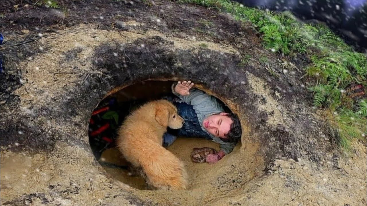 Digging a pit in the ground during heavy rain - YouTube