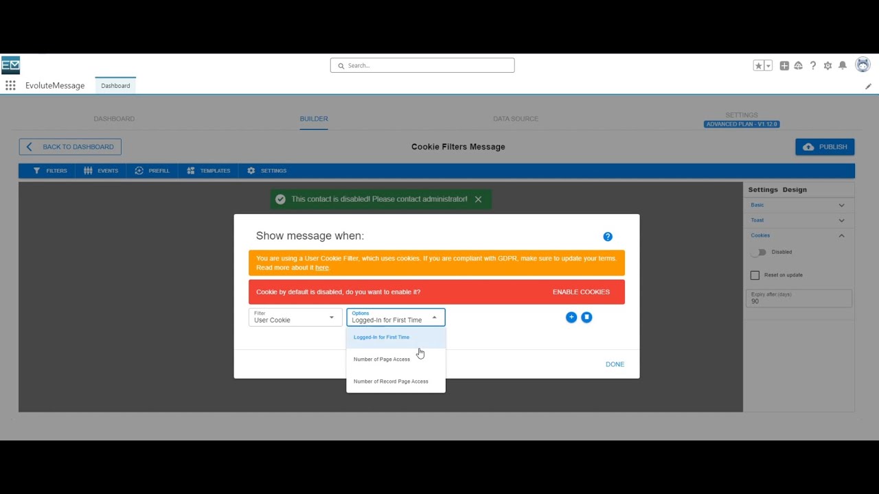 Advanced Filter - User Cookie Filter how it works - EvoluteMessage ...