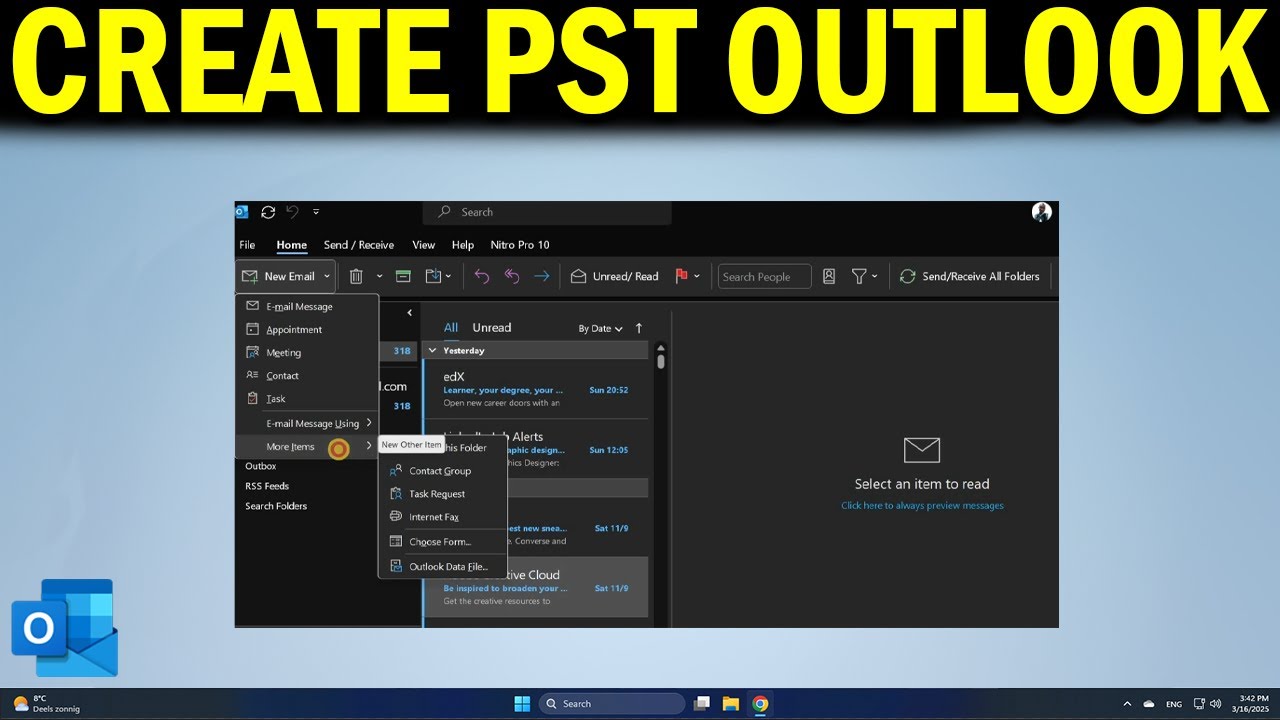 How To create a PST file in Outlook 365 - YouTube