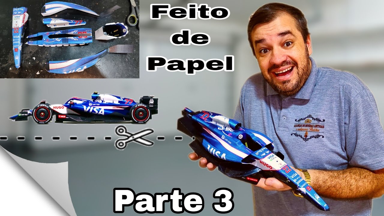 Montando uma Fórmula 1 de 2024, em Papercraft iniciante, Parte 3, a RB ...