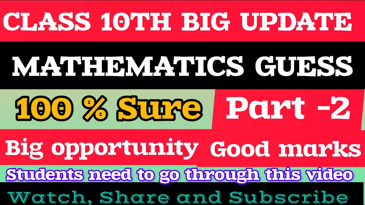 Class 10th Maths| Guess paper| Part-2 | JKBOSE #class10maths #guess # ...