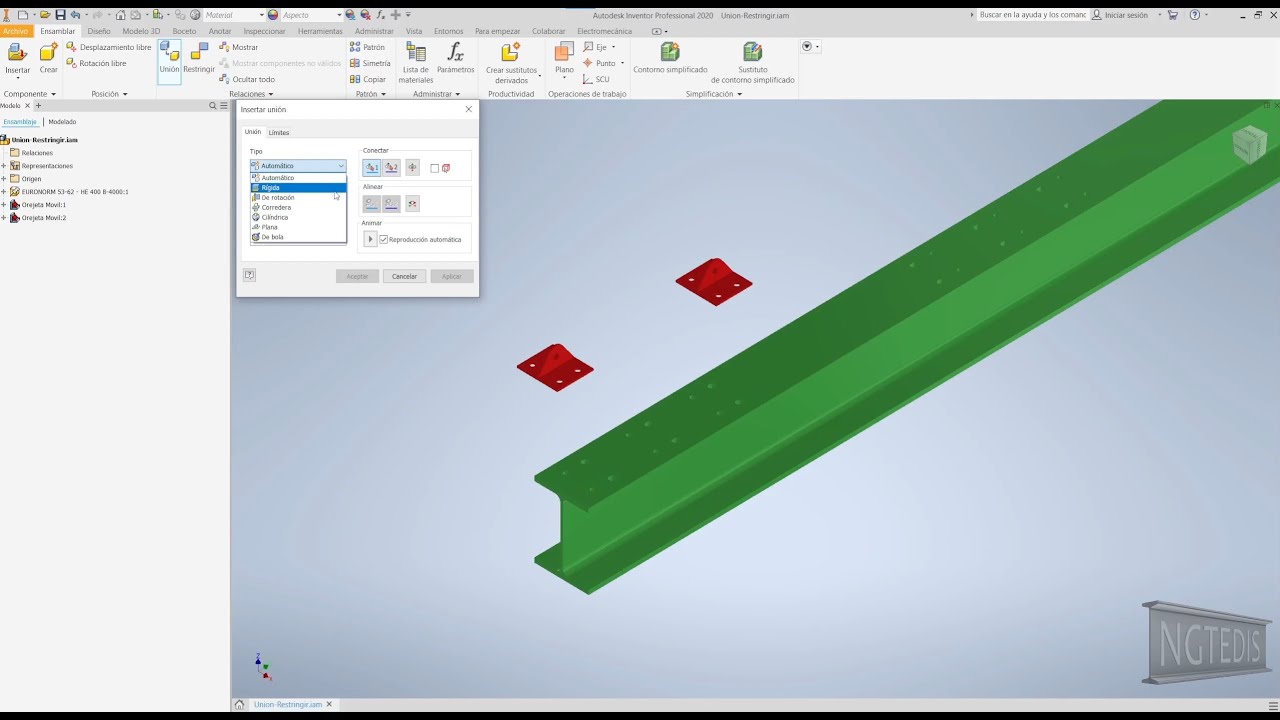 Ensamblaje - Unión y Restringir - Tutorial Autodesk Inventor - Te Lo ...