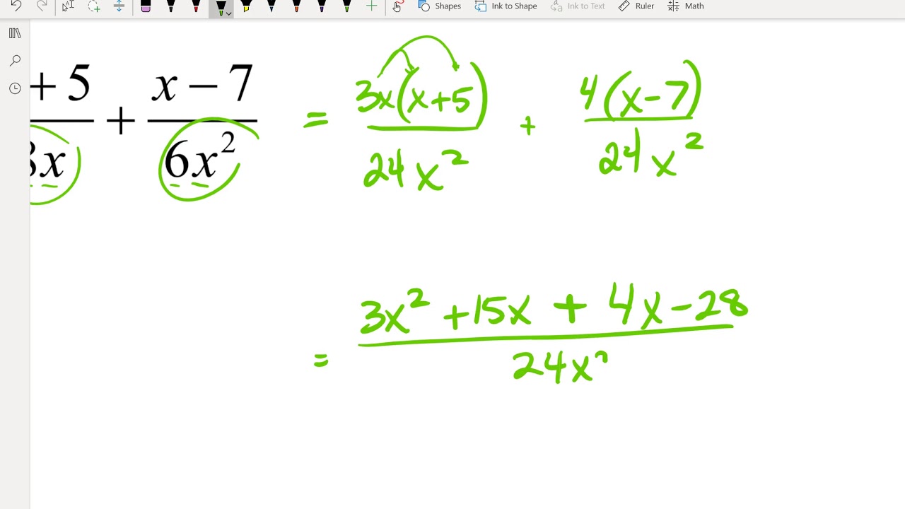 Adding and subtracting rational expressions - YouTube
