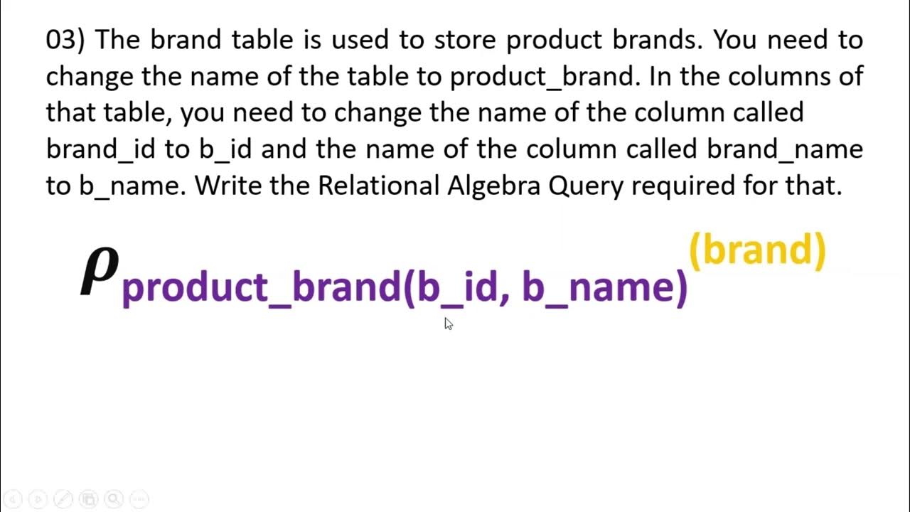Explain how to create a Relational Algebra Query using Rename Operation ...