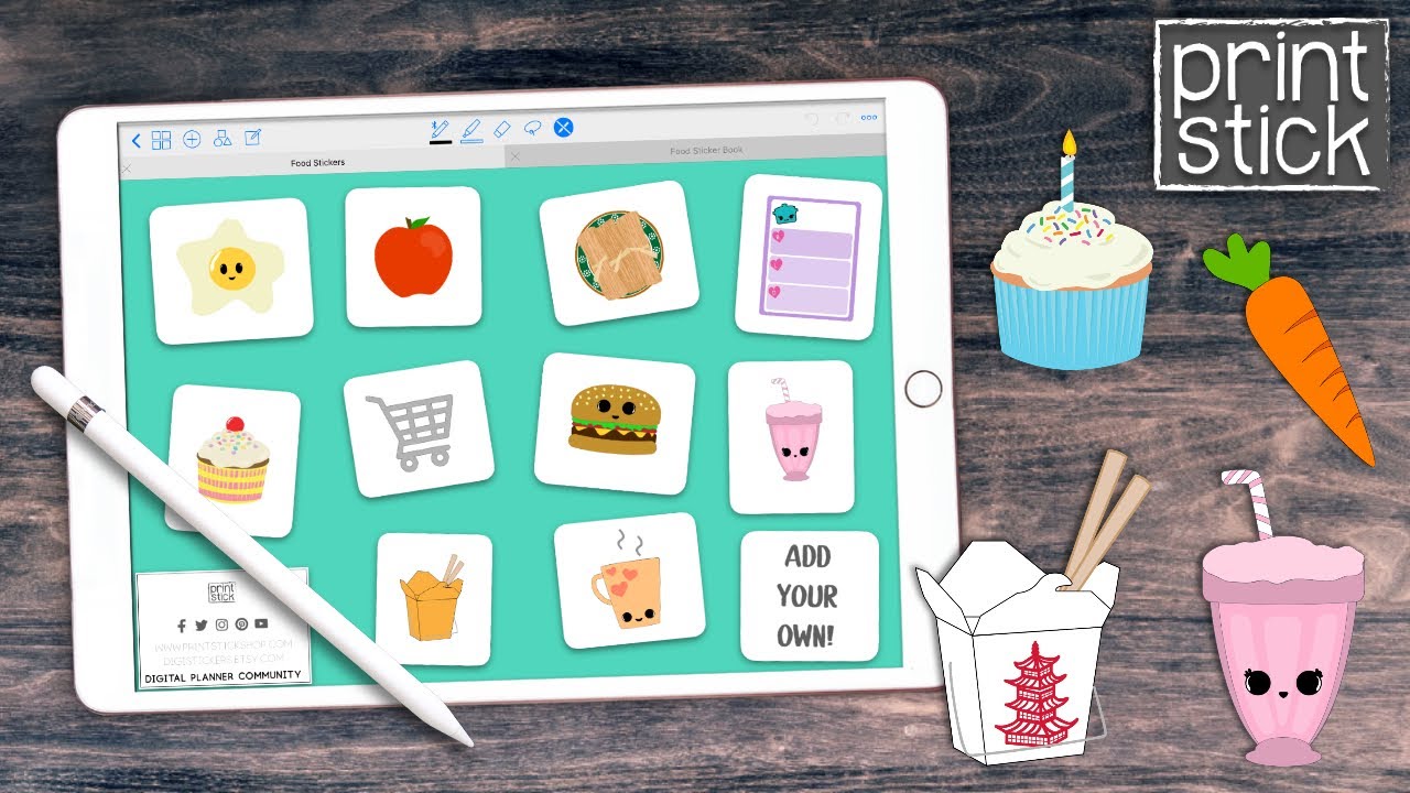 Digital Planner Stickers: Food | Print Stick's Digital Sticker Album ...