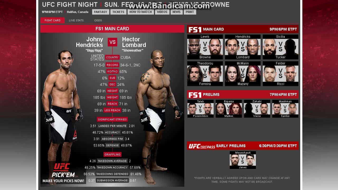UFC Fight Night 105: LEWIS VS BROWNE Main Card Full Fight Predictions ...