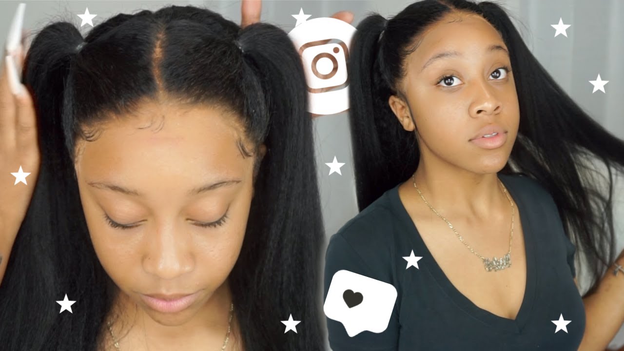 FIRST DAY OF COLLEGE?! SUPER CUTE BTS KINKY STRAIGHT WIG INSTALL! FT ...