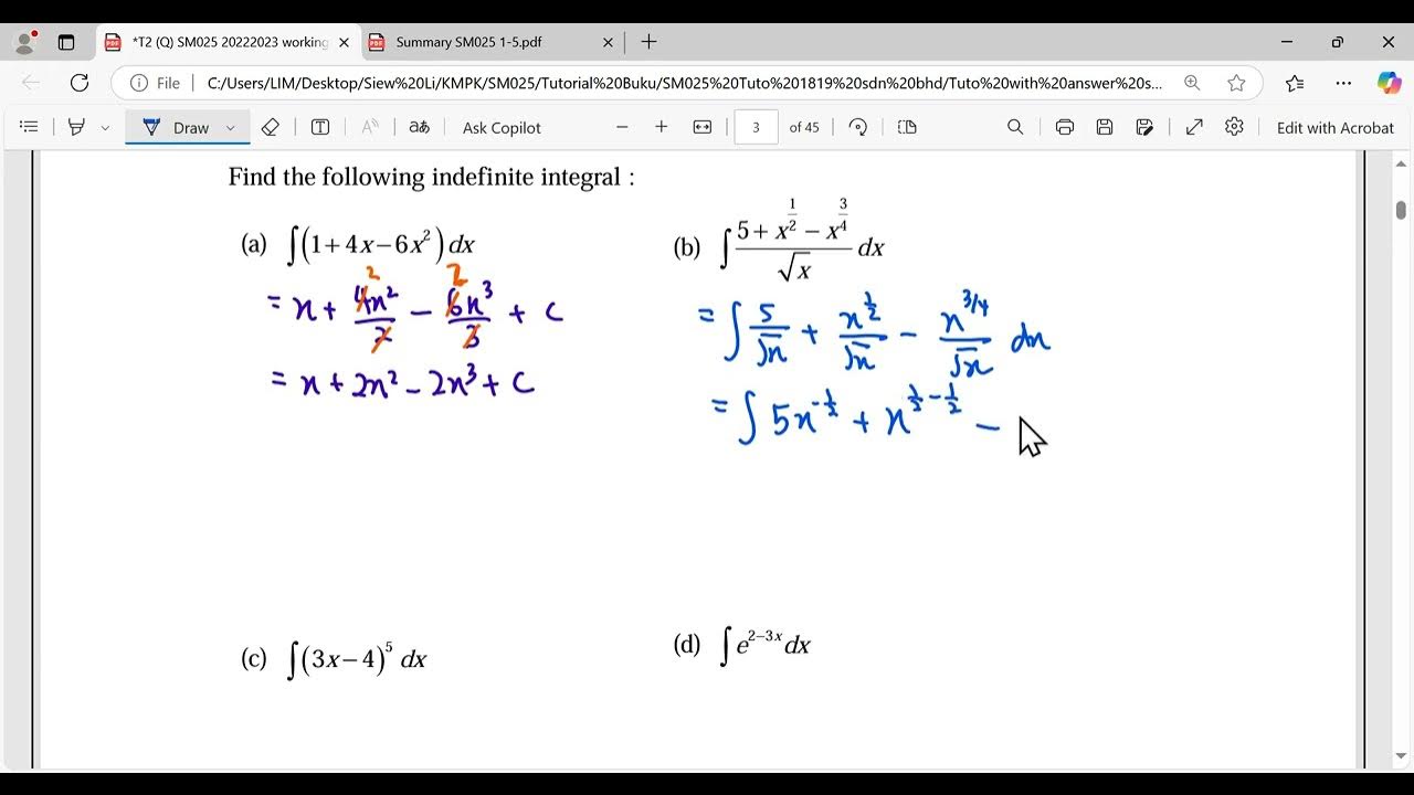 T2 Q2b Basic Rules Of Integration SM025 - YouTube