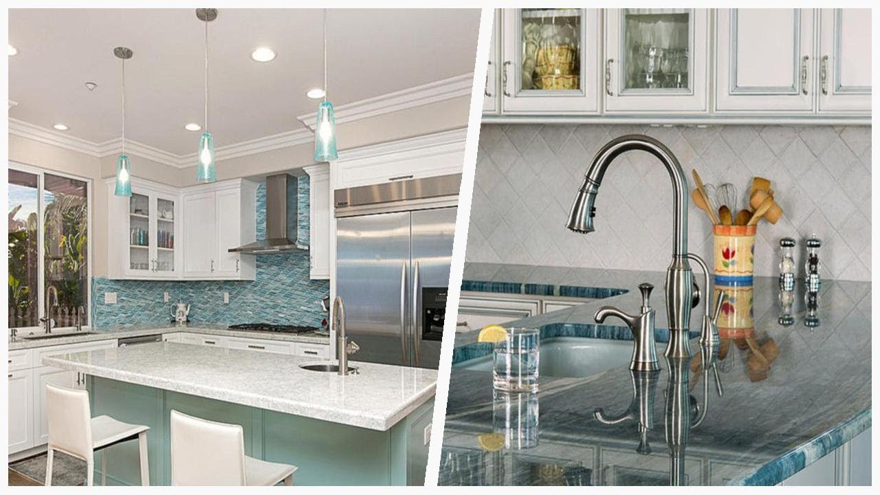 75 Open Concept Kitchen With Turquoise Countertops Design Ideas You'll ...