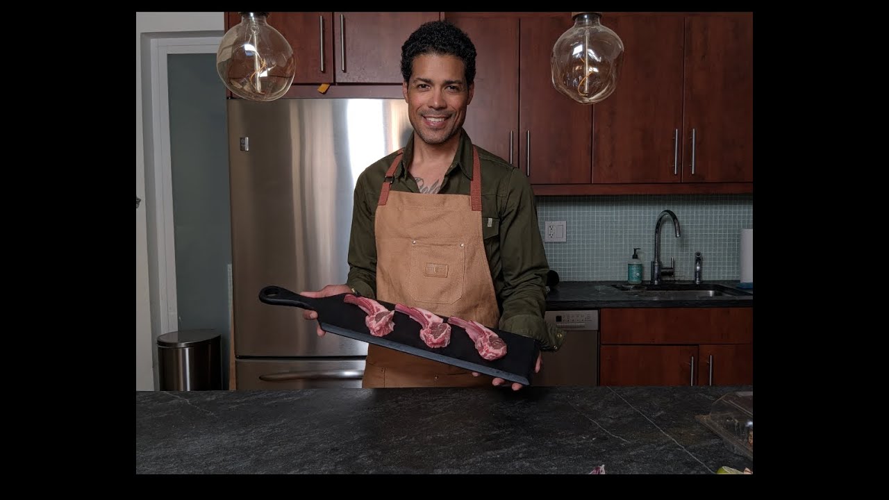 CJ Cook(s) Lamb Chops with Cauliflower Scallops & Brussel Sprouts - YouTube