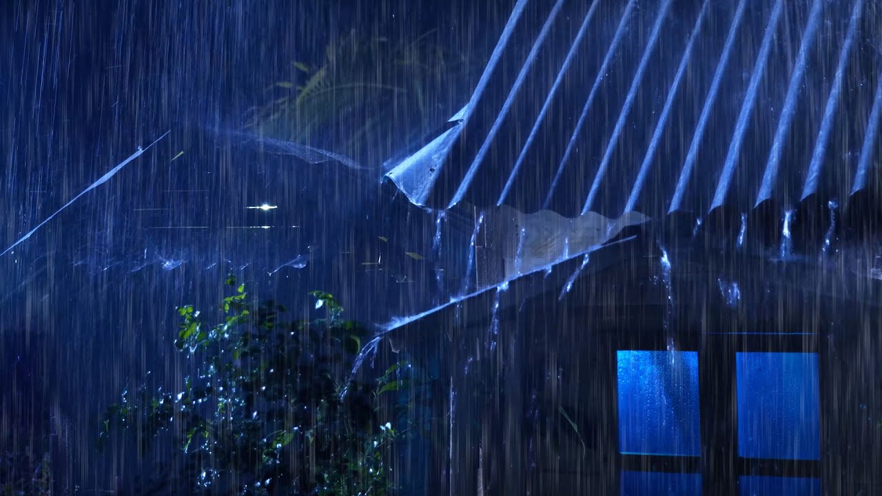 Rain On Roof | Fall Asleep with Pouring Rain and Fierce Thunder on the ...