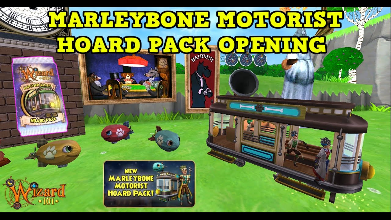 Wizard101 : MARLEYBONE MOTORIST HOARD PACK OPENING - YouTube